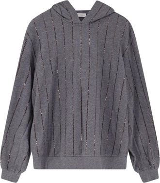 Brunello Cucinelli Femme, Sweatshirts et sweats &agrave; capuche, Gris, Taille: 40 FR Haut &agrave; Broderies &Eacute;blouissantes