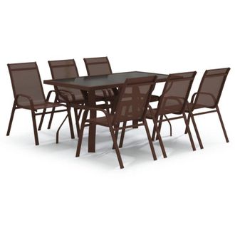 vidaXL 7-tlg. Garten-Essgruppe Braun und Schwarz Vidaxl
