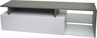 Hhg Neuwertig] TV-Rack HHG 639, Lowboard Fernsehtisch Sideboard TV-Schrank Kommode, Holz 47x170x40cm Staufach, Beton-Optik weiß