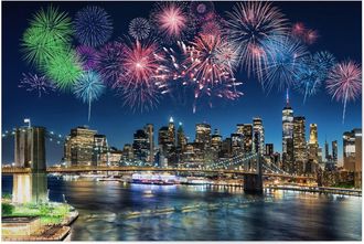artboxONE Poster 30x20 cm St&auml;dte Feuerwerk in New York - Bild Feuerwerk Feuerwerk Feuerwerk