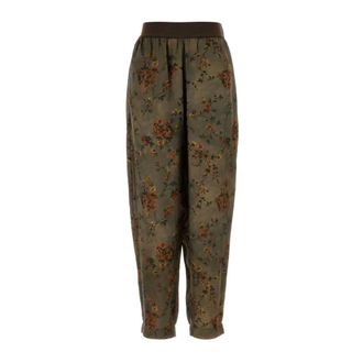 Uma Wang UMA Wang, Femme, Pantalons, Vert, Taille: 38 FR Pantalon Palmer en Satin Imprim&eacute;