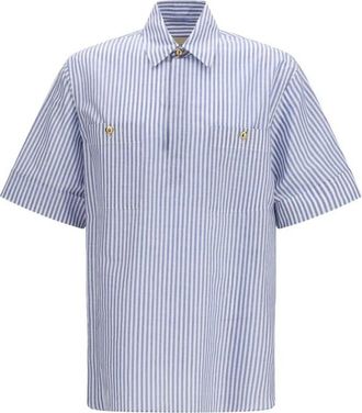 Valentino Kurz&auml;rmeliges Hemd mit Logo-Kn&ouml;pfen - - Shirts - Herren - Blau - M