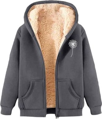 Generic Sweat Polaire Femme avec Capuche &eacute;paisse Veste Sweat Chaud Femme Zipp&eacute;e Hiver Grande Taille Haut Manteau Manche Longue Femme Chic et Elegant a la Mode