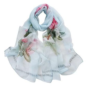 Generic Foulards pour femmes l&eacute;ger imprim&eacute; motif &eacute;charpe ch&acirc;le mode &eacute;charpes ch&acirc;les et pour printemps &eacute;pais bandeaux de transpiration hommes, bleu clair, tail