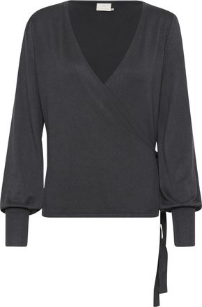 Kaffe Strickjacke KAanno Damen Strikjacke Langarm Wrap Cardigan Wickeljacke XXL, Black Oyster XXL
