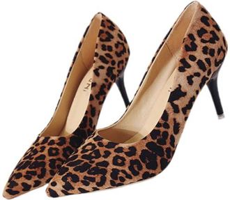 Garneck Escarpins Talons Hauts &agrave; Bout Ferm&eacute; Imprim&eacute; L&eacute;opard pour Femmes Chaussures Mode Taille 39 Design Simple et &Eacute;l&eacute;gant pour Soir&eacute;es Mariages et &Eacute;v&eacute;nements