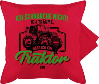 Shirtracer Kissenbezug - Traktoren - Kissen - Ich schnarche nicht ich träume dass ich ein Traktor bin schwarz bunt - 50 x 50 cm - Rot - traktorkissen trecker kis