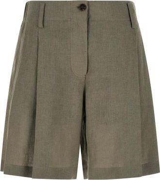 Brunello Cucinelli Femme, Shorts, Vert, Taille: 40 FR Short en lin