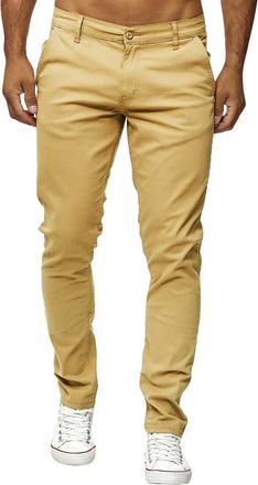 Elara Herren Chino Hose Stretch MEL009-Dk.Beige-32/34