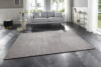 Elle Elle Decoration Panglao moderner Hochflor Teppich - Wohnzimmerteppich Flauschig - Hoch-Tief Skandi Boho Style Wellen - f&uuml;r Wohnzimmer, Schlafzimmer, K