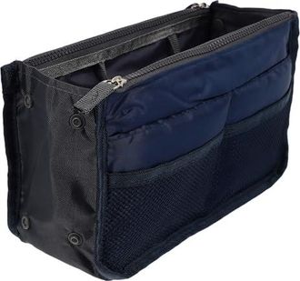 BESPORTBLE HANABASS Trousse de Rangement pour Cosm&eacute;tiques Double Couche Pliable en Nylon Bleu Marine, Grosse Capacit&eacute; Multi-rangements, Organisateur Portable pou
