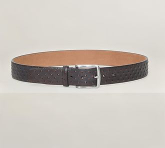 Reptiles House Sasha Schnalle und Gürtel aus Leder mit Punktrelief 40mm - Rauch