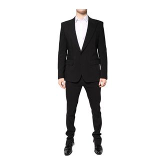 Dolce & Gabbana Luxus Jacquard Slim Fit Anzug - - Suits - Herren - Schwarzk - M