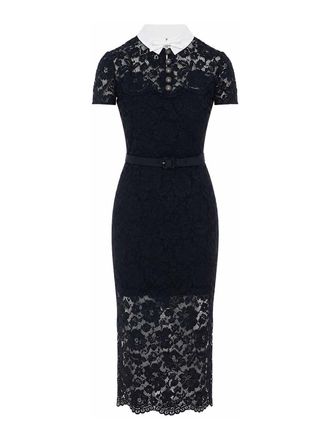 Self Portrait Knielanges Kleid - Schwarz