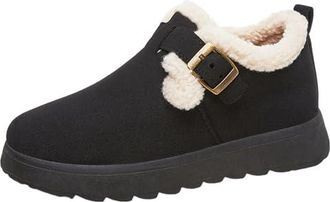 Generic Bottes dhiver chaudes et d&eacute;contract&eacute;es pour femme - &Eacute;l&eacute;gantes et classiques - Boucle antid&eacute;rapante - Talon plat - Doublure en polaire - Confortables -