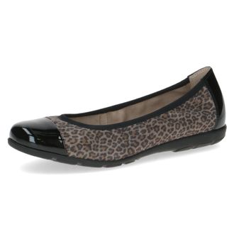 Caprice Caprice Damen Ballerinas aus Leder Bequem, Mehrfarbig (Black Leo Comb), 40 EU