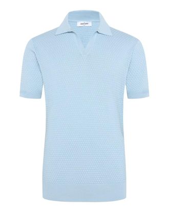 Gran Sasso Feinstrick-Poloshirt in Wabenstruktur mit Variokragen in