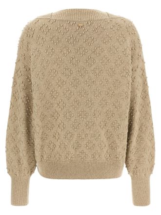 Agnona Embossed Diamond-Knit Cashmere Blend Sweater - Beige