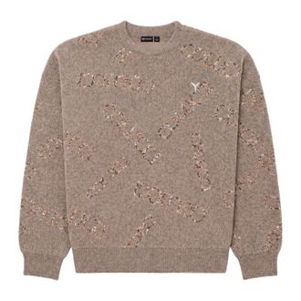 Carlo Colucci Chenille Logo Jacquard Pullover - - Knitwear - Herren - Grau - M