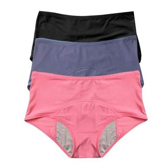 Generic Sous-v&ecirc;tements physiologiques de couleur unie pour femme - Sous-v&ecirc;tements en maille respirante - 3 pi&egrave;ces - Pantalon chaud d&eacute;contract&eacute;, PK3., XL