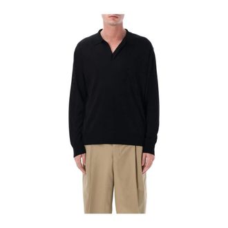 Roberto Collina Strick-Polo mit langen &Auml;rmeln - - Knitwear - Herren - Schwarzk - L