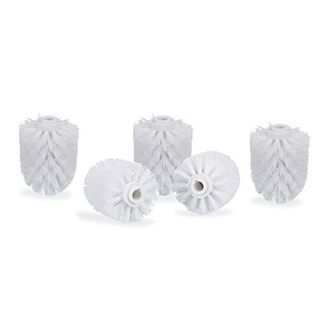 Relaxdays Lot de 5 t&ecirc;tes de brosse de toilette, brosses de toilette en vrac, fil de 12 mm, t&ecirc;te de brosse de rechange diam&egrave;tre 7 cm, blanche
