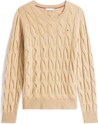Tommy Hilfiger Damen Strickpullover aus Wolle mit Zopfmuster