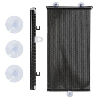 Garneck Blickdichter Sonnenschutzvorhang mit Saugn&auml;pfen Abnehmbares Rolloschutzfenster Starke Haftung ohne Bohren Tempor&auml;re Jalousie f&uuml;r Glasfenster Schwarz