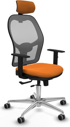 Piqueras y Crespo Ergonomischer Home Office Jorquera Stuhl mit 1D-Armen, h&ouml;henverstellbare Lendenwirbelst&uuml;tze und h&ouml;henverstellbares Kopfteil, Grau/Orange