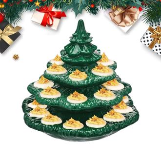 Generico Weihnachts-Eierbeh&auml;lter mit Deckel, wiederverwendbares stapelbares Tellergeschirr, Baumform, f&uuml;r die K&uuml;che, Brunch, Tee, Aperitif, Tisch, Catering