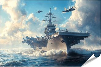 Islandburner Prime XXL Bild Poster EIN Flugzeugtr&auml;ger mit Kampfflugzeugen in Aktion auf offener See Premium Bilder Fotodruck