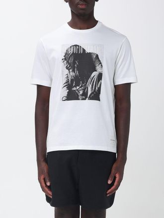 Emporio Armani T-shirt en coton &agrave; imprim&eacute; graphique et logo contrastant