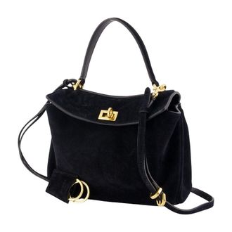 Balenciaga Womens Rodeo Top Handle Shoulder Bag - Balenciaga Leather Black Calfskin Shoulder-Hobo-Bags