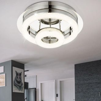 Globo Lighting Globo Lighting - Plafonnier cristaux moderne cristal lumi&egrave;re salon plafonnier chrome, rond, 1x led 18W 1510Lm blanc neutre, DxH 28x11,2 cm
