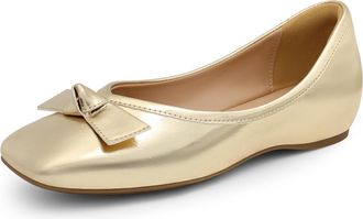 Dream Pairs Damen-Schuhe, l&auml;ssig, spitzer Zehenbereich, Ballett-Komfort, weiche Slip-on-Flachschuhe,Size 40,Gold-Metallisch,SDFA2309W