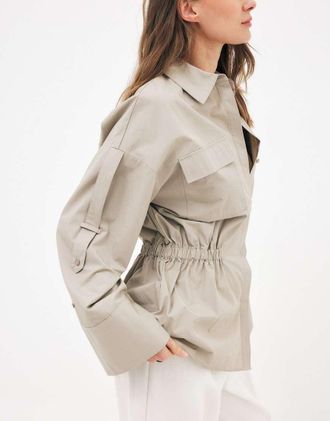 NA-KD Chemise cargo &agrave; cordon de serrage - Beige-Neutral