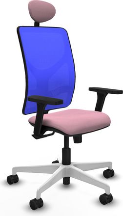 Piqueras y Crespo B&uuml;rostuhl mit 3D-Armlehnen, h&ouml;henverstellbarer Lendenwirbelst&uuml;tze und festem Kopfteil, ausgestattet mit 3 Positionen und Schneideschaum, Blau/Rosa