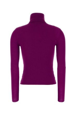 Saint Laurent Womens Purple Cashmere Blend Sweater Magenta Exterior: Wool Silk Maglieria