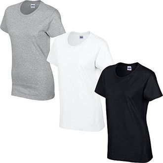 Gildan Lot de 3 t-shirts Gildan en coton épais pour femme - - moyen