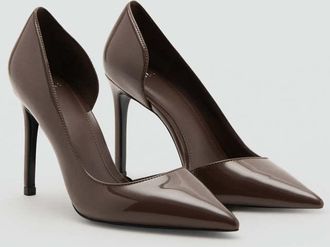 Mango Chaussures vernies talon asym&eacute;trique chocolat - Femme - 35 - MANGO