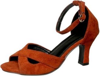 Generic Sandales ouvertes &agrave; bout ouvert &agrave; talons carr&eacute;s avec sangle de cheville et boucle pour l&eacute;t&eacute;, Orange, 41.5 EU