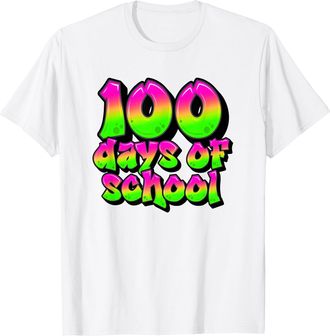 BDAZ 100 Days of School, rosa-gr&uuml;ne Graffiti-Lehrerin, Sch&uuml;ler T-Shirt
