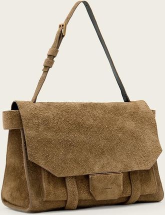 AllSaints Ursa - Umh&auml;ngetasche aus Wildleder in Biskuitbraun-Brown