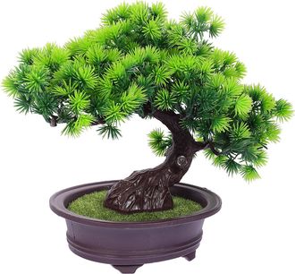 Holibanna K&uuml;nstlicher Bonsai Kiefer Topfdekoration Klein Kunststoff Langlebig Lebensecht f&uuml;r B&uuml;ro Wohnzimmer