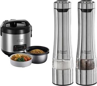 Russell Hobbs Set: Russell Hobbs Cuiseur de riz 1,2 L [2en1 - simple & rapide] 27080-56 + Russell Hobbs Set moulins &agrave; sel et poivre &eacute;lectriques [2 Moulins automatiq