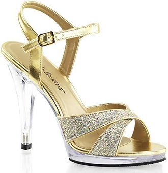 Fabulicious Pleaser Flair, Sandales femme, Multicolore - Gold Multi Gltr/Clear, 37 EU