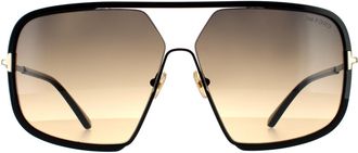 Tom Ford Aviator Herren Gl&auml;nzend Schwarz Smoke Gradient