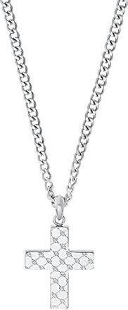 Joop Collier pour homme en acier inoxydable avec pendentif, 60 cm, argent, croix, livré dans un coffret cadeau, 2031030
