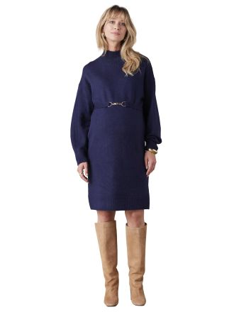 Envie de Fraise Umstands-Strickkleid mit Schmuckg&uuml;rtel Marine 44/46