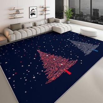 Generic Tapis Lavable &agrave; Poils Courts, Tapis Antid&eacute;rapant Doux Minimaliste Sapin De No&euml;l &Eacute;toile &Eacute;l&eacute;gant pour Salon Salle &agrave; Manger Chambre &agrave; Coucher et Bureau -